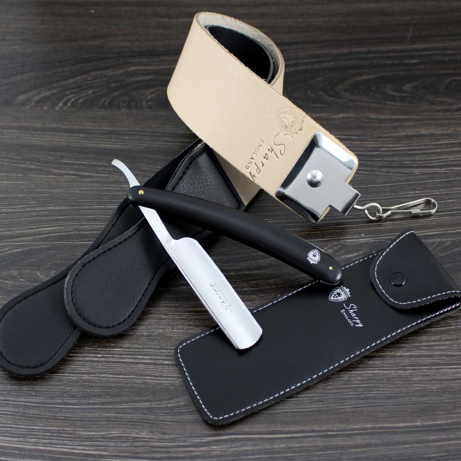 Wet Cut Throat Straight Razor Rasoir Leather Strop Strap Set RST53-BLK ...
