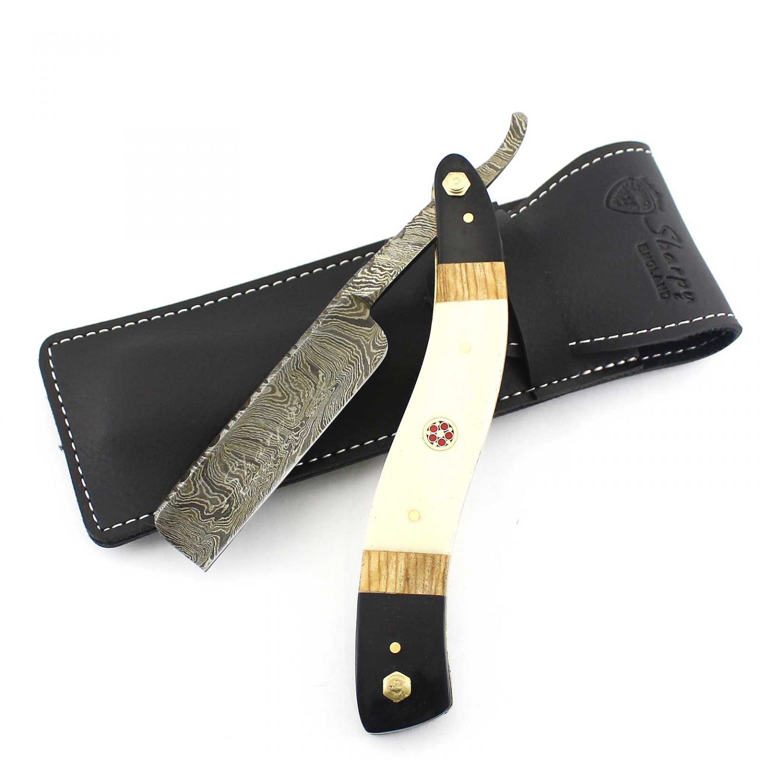 Vintage Damascus Steel Straight Razor Cut Throat Barber Salon Shaving ...