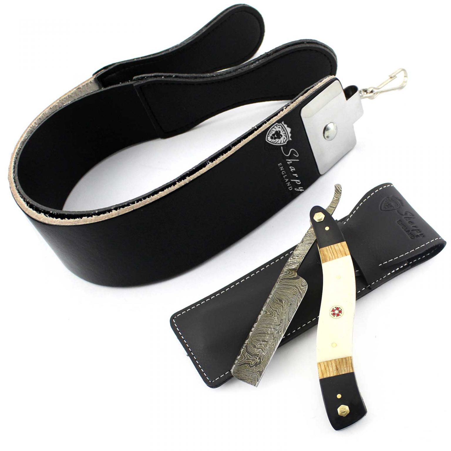 Vintage Damascus Steel Straight Razor Cut Throat Barber Salon Shaving ...