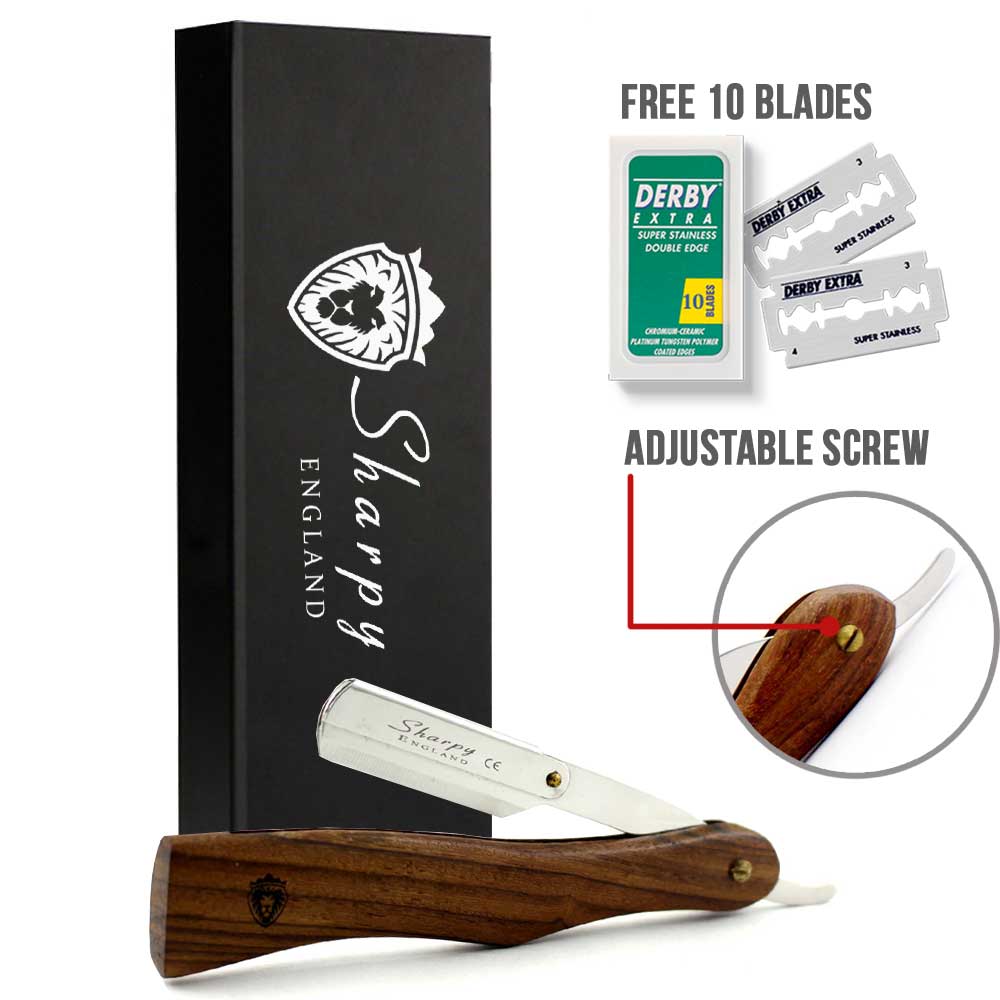 Wooden Barber Cut Throat Shaving Razor RS3-WD - Sharpy England ...